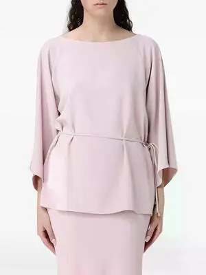 HANITA Belted Slit-sleeve Blouse - Pink
