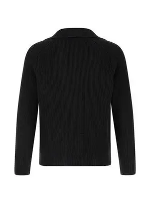RIVIERA Ribbed Polo Sweater - Black