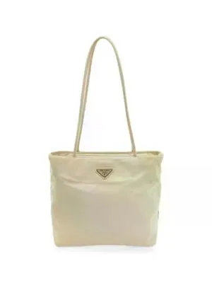 Prada Logo Plaque Shopper Tote Bag - Neutrals