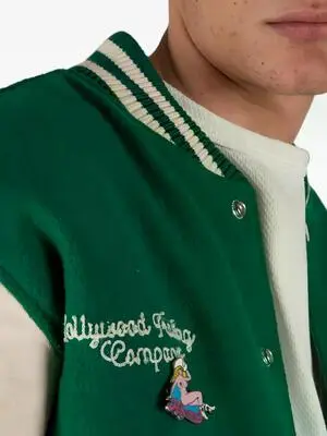 HTC LOS ANGELES College Cards Patch-detail Leather-sleeve Jacket