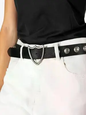 HTC LOS ANGELES Shield Buckle Studded Leather Belt