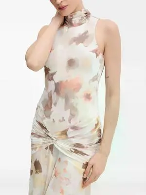 Bardot Leanna Floral Print Ruched Waist Maxi Dress - White