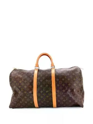 LOUIS VUITTON Monogram Canvas Keepall 55 Travel Bag - Brown