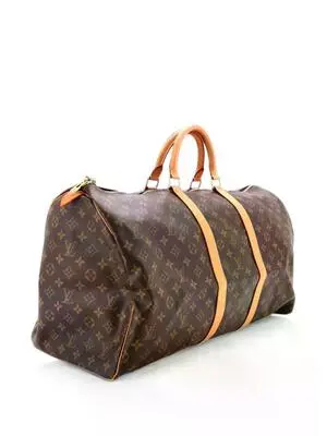 LOUIS VUITTON Monogram Canvas Keepall 55 Travel Bag - Brown