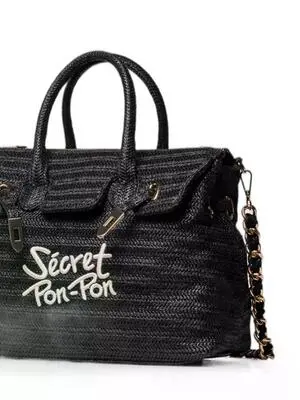 SECRET PON-PON Victoria Logo-embroidered Shoulder Bag - Black