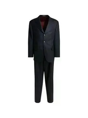 Brunello Cucinelli Pinstriped Wool Suit - Blue