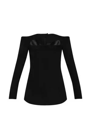 Florence & Fortitude Jordan Cutout Long-sleeve Top - Black