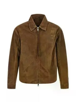 GIORGIO BRATO Suede Shirt-collar Jacket - Brown