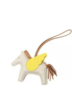Hermès 2021 Milo Lambskin And Swift Grigri Rodeo Pegase Bag Charm Mm Key Chain - White