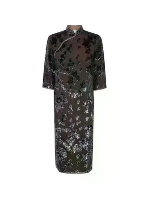 PIERRE-LOUIS MASCIA Floral-devoré Silk-blend Midi Dress - Black