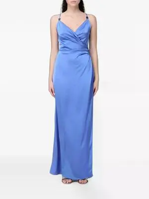 HANITA Maxi Lace-up Satin Dress - Blue