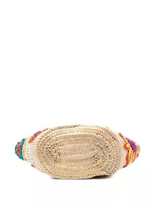 Loewe 2018 Large Floral Embroidered Raffia Basket Tote Bag
