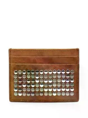 HTC LOS ANGELES 5.000 Stud-embellished Leather Card Holder - Brown