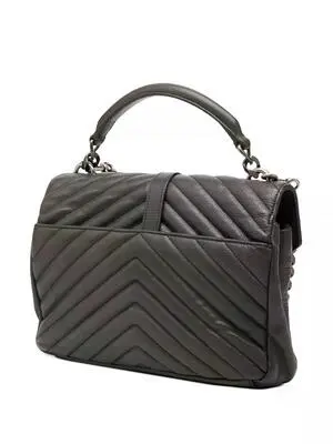 Saint Laurent 2016 Medium Chevron Sheepskin Monogram College Satchel