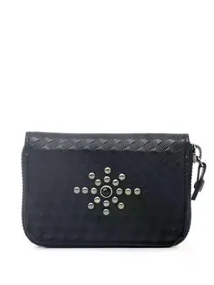 HTC LOS ANGELES Small Stud-embellished Wallet - Black