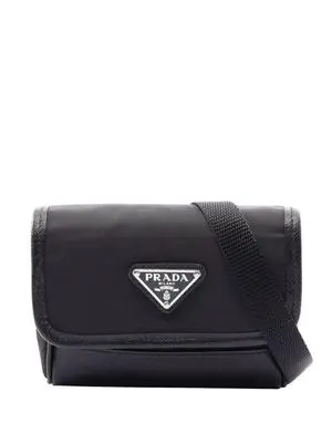 Prada 2019-2021 Saffiano Trimmed Tessuto Messenger Bag Crossbody Bag - Black
