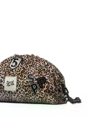 SECRET PON-PON Leopard Print Patch Detail Clutch Bag