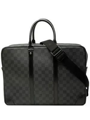 LOUIS VUITTON 2010 Damier Graphite Porte Documents Voyage Pm Business Bag - Black