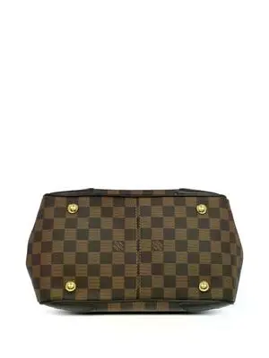 LOUIS VUITTON Damier Ebène Canvas Leather Trim Verona Pm Tote Bag - Brown