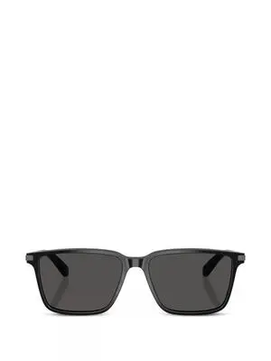 Brooks Brothers Rectangle Frame Sunglasses With Engraved Arms - Black