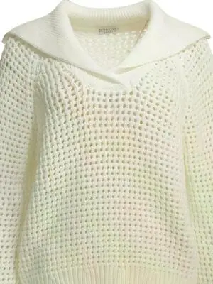 Brunello Cucinelli Open-knit Sailor-collar Sweater