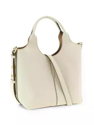 TOD'S Logo-plaque Leather Tote Bag - Neutrals