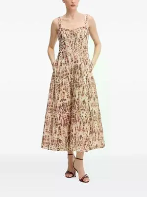 Bardot Lilah Abstract-print Corset Midi Dress - Neutrals