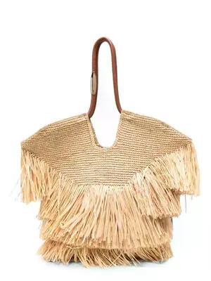 Zimmermann Medium Goldentime Fringed Tote Bag - Neutrals