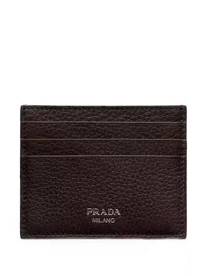 Prada Leather Card Holder - Brown