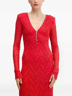 Bardot Zenia Lace-overlay V-neck Midi Dress