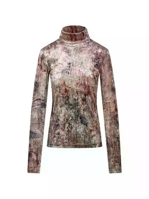 PIERRE-LOUIS MASCIA Abstract-print Roll-neck Top - Pink