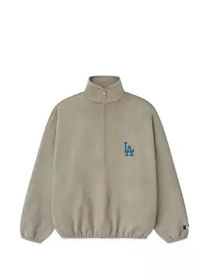 Fear Of God Dodgers Logo-embroidered Half-zip Sweatshirt - Neutrals