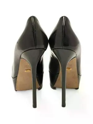 SERGIO ROSSI Patente Leather Peep-toe Heeled Pumps