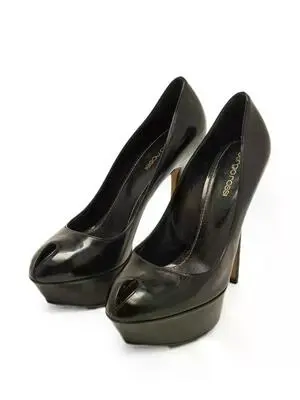 SERGIO ROSSI Patent Leather Peep-toe Stiletto Platform Pumps - Black