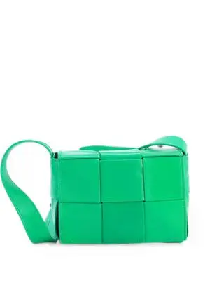 Bottega Veneta Cassette Maxi Intrecciato Leather Candy Crossbody Bag - Green