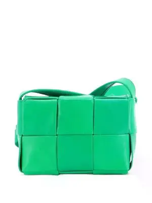 Bottega Veneta Cassette Maxi Intrecciato Leather Crossbody Bag - Green