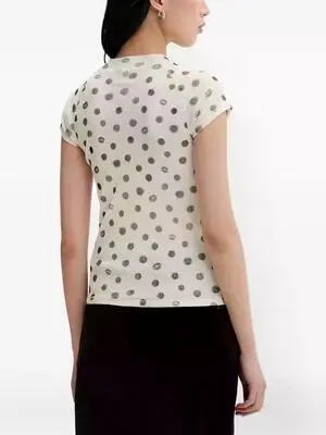 Miss Sixty Polka-dot Lip-print Raglan-sleeved T-shirt - Neutrals