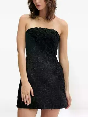 Bardot Karoline Floral-applique Strapless Mini Dress - Black