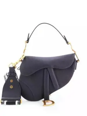 Dior Saddle Handbag With Strap Leather Mini Shoulder Bag - Black