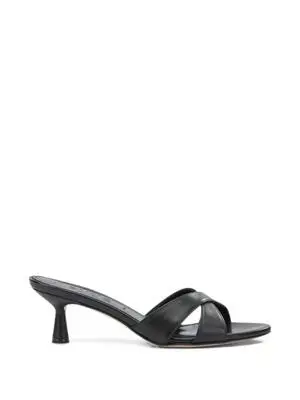 AeydĒ Leather Crossover Strap Kitten Heel Sandals