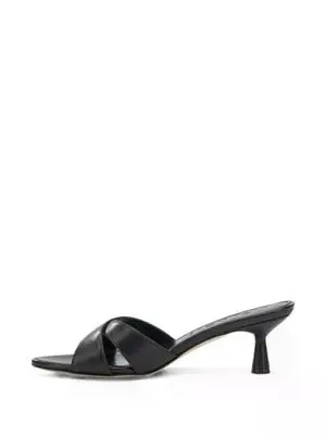 AeydĒ Leather Crossover Strap Kitten Heel Sandals