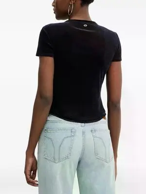 Miss Sixty Flocked Texture Lip Print T-shirt