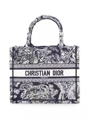 Dior Book Embroidered Canvas Small Tote Bag - Blue