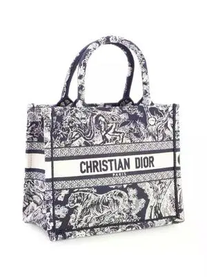 Dior Embroidered Canvas Small Tote Bag - Blue