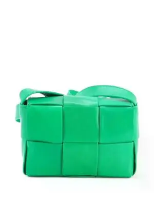 Bottega Veneta Cassette Maxi Intrecciato Leather Candy Crossbody Bag - Green