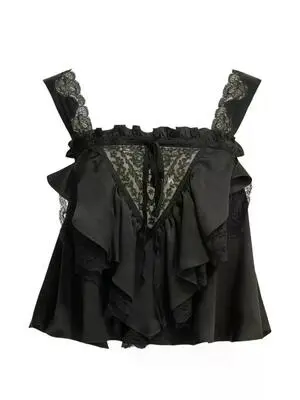 Chloé Lace-trim Ruffled Top - Black