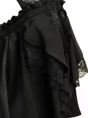 Chloé Lace-trimmed Ruffled Silk Top