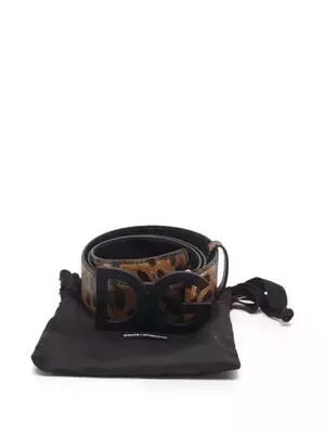 Dolce & Gabbana Leopard Print Belt With Dg Logo