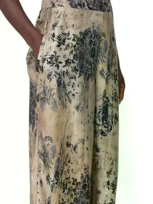 Antonio Marras Floral-print Silk Wide-leg Trousers - Neutrals