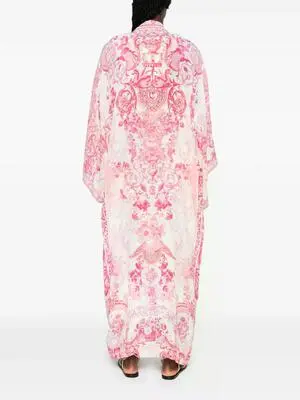 Camilla Silk Baroque Print Crystal Embellished Kimono